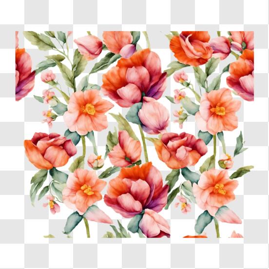 Download Pink and Orange Floral Seamless Pattern PNG Online - Creative ...