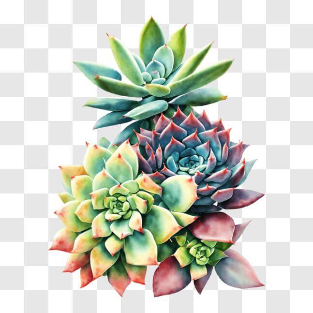 Download Group of Succulents in Various Colors and Shapes PNGs Online ...