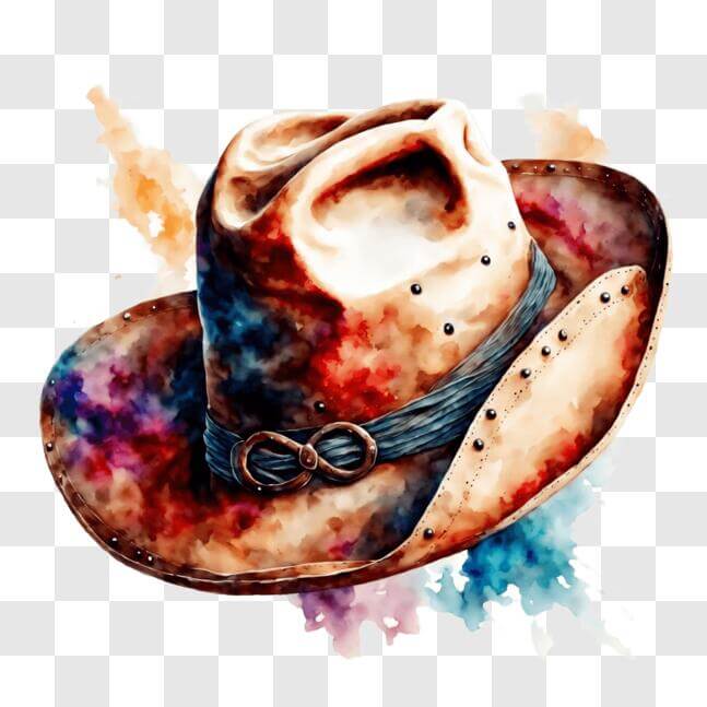 Download Colorful Cowboy Hat with Watercolor Splashes PNGs Online ...
