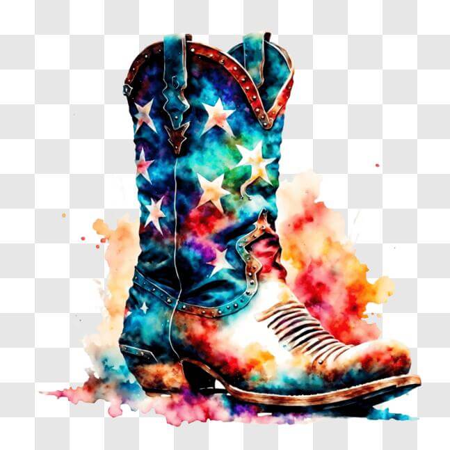 Download Colorful Cowboy Boot with Stars Art Piece PNGs Online ...