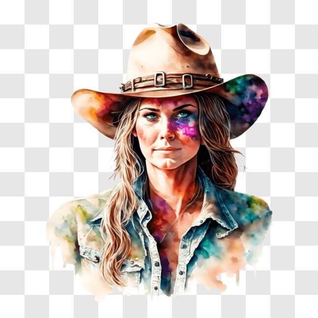 Download Woman with Cowboy Hat and Colorful Paint on Her Face PNGs ...