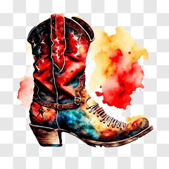 Download Colorful Cowboy Boot Watercolor Painting on Abstract ...