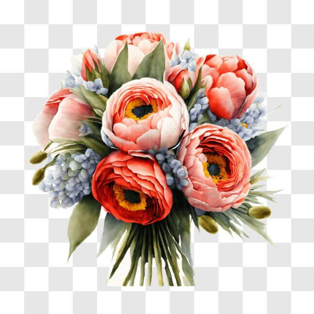 Download Colorful Flower Bouquet in Empty Vase PNGs Online - Creative ...