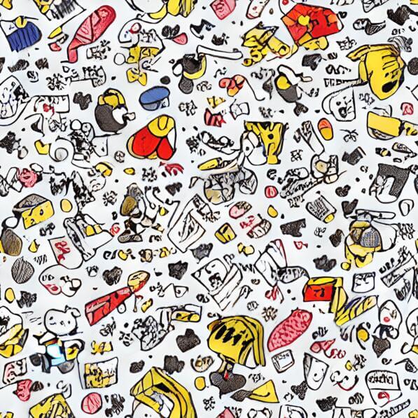 Download Colorful Hand-Drawn Pattern with Various Objects and ...