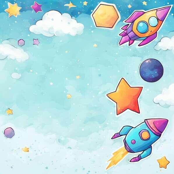 Download Colorful Space Background with Spaceships, Stars, and Planets ...