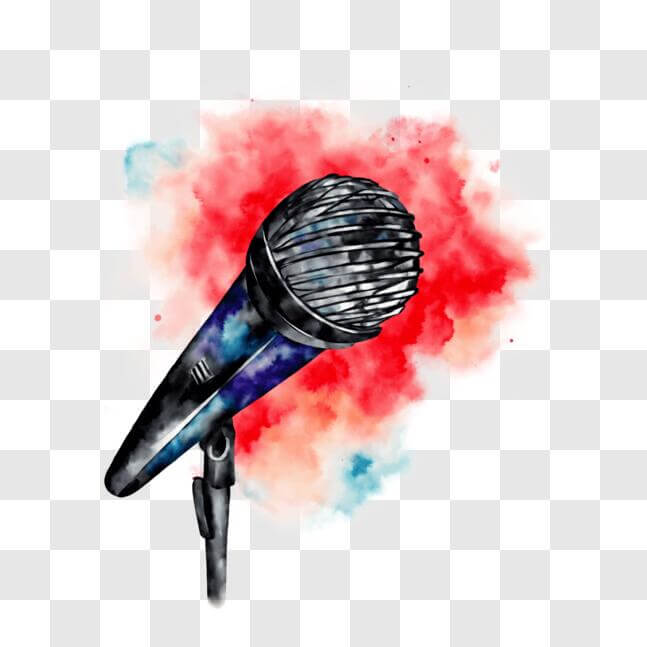 Download Colorful Watercolor Microphone Illustration PNGs Online ...