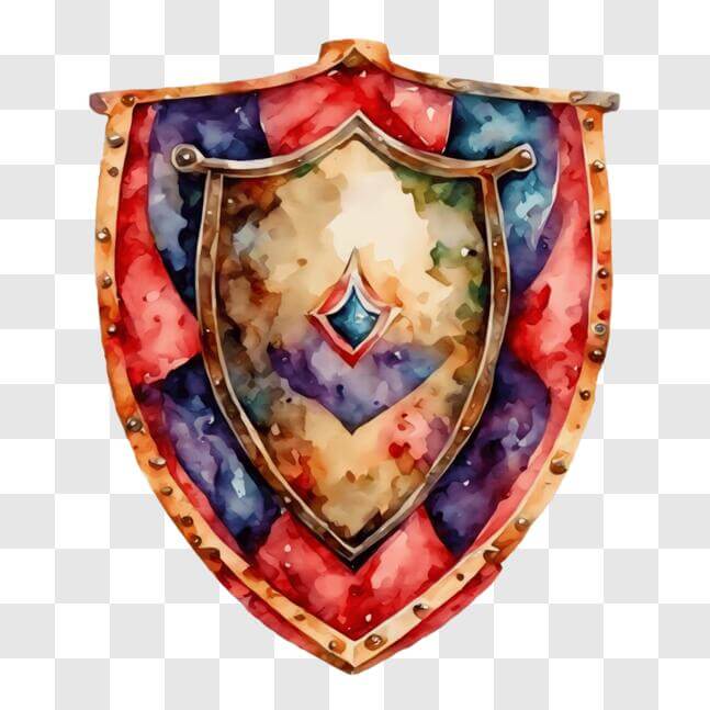 Download Colorful Watercolor Painting of Armored Shield PNGs Online ...
