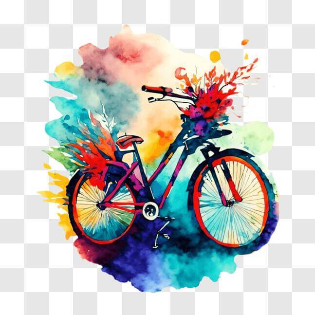 Download Colorful Bicycle with Flowers in Basket against Abstract ...