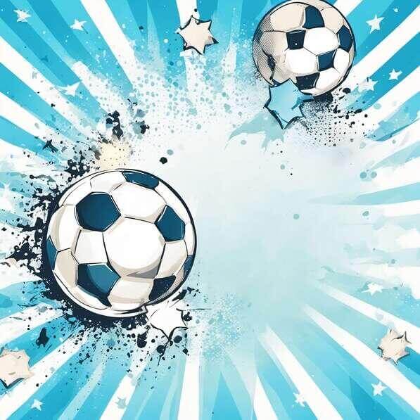 Download Blue and White Sports Background with Soccer Balls and Stars ...