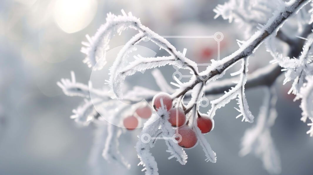 Download Frost-covered Tree Branch with Red Berries Stockphotos Online ...