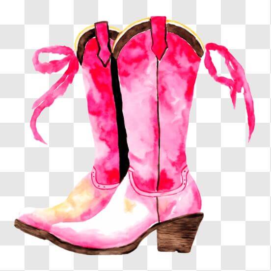 Download Stylish Pink Cowboy Boot with Watercolor and Rhinestone ...
