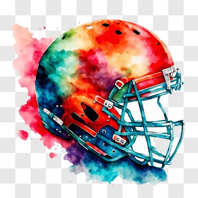 Download Colorful Football Helmet with Watercolor Splashes PNGs Online ...