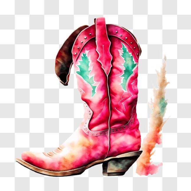 Download Colorful Floral Cowboy Boot with Rodeo Trophy PNGs Online ...