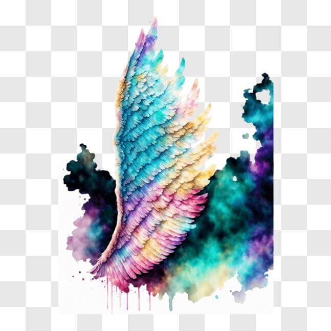 Download Colorful Abstract Angel Wing Painting with Watercolor Splashes ...
