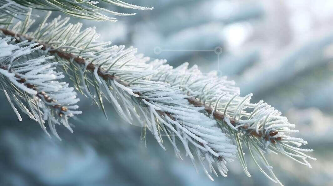 Snow-covered Pine Branch - Winter Beauty stock photo | Creative Fabrica