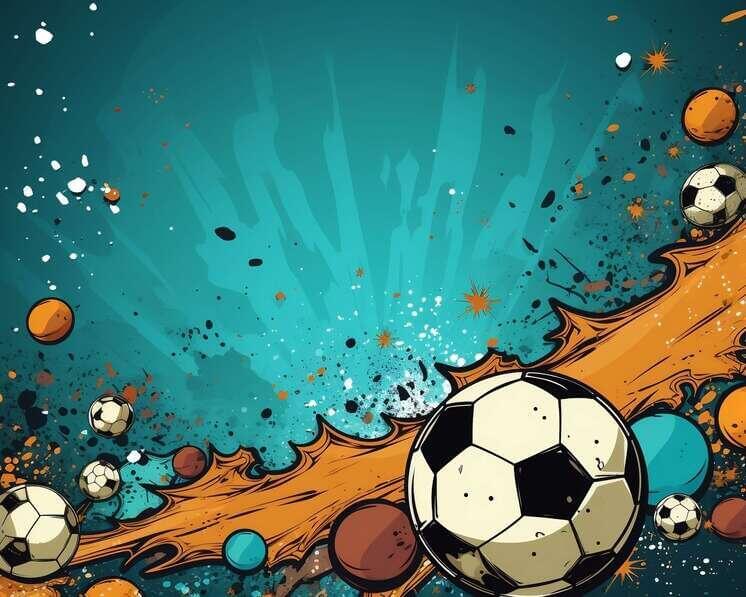 Download Colorful Soccer Ball Background with Floating Orange Ball ...