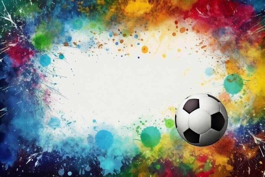 Download Colorful Soccer Ball and Paint Splatters Background ...