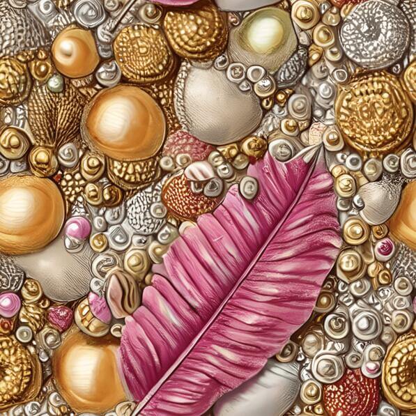 Download Colorful Collage of Pearls, Beads, Shells, and Feathers ...