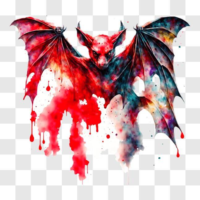 Download Abstract Bat Artwork with Colorful Wings and Dripping Blood ...
