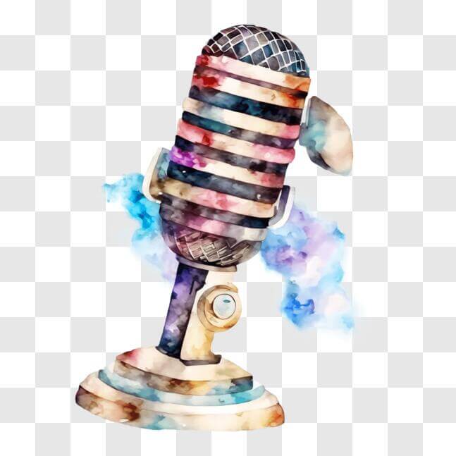 Download Colorful Watercolor Microphone on Black Background PNGs Online ...