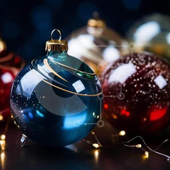 Festive Christmas Ornaments and Lights stock photo | Creative Fabrica