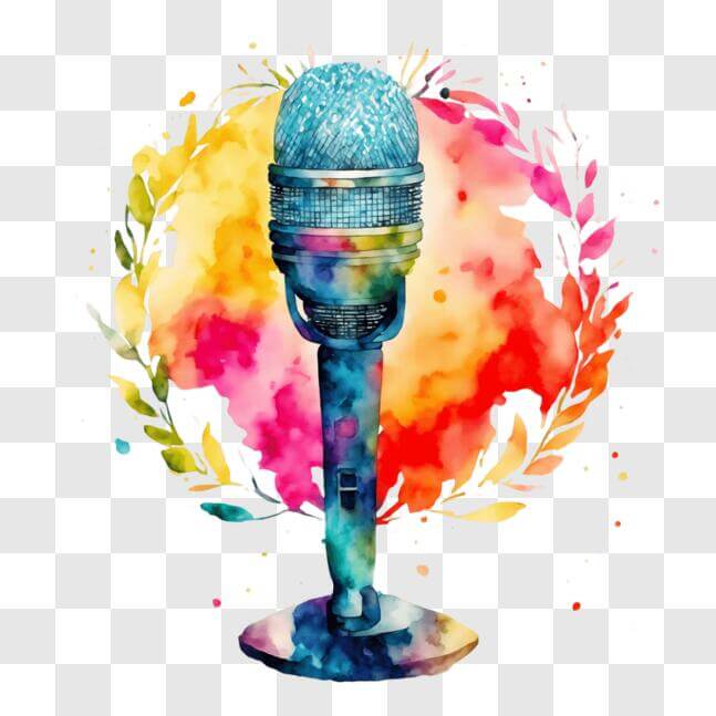 Download Colorful Abstract Watercolor Microphone PNGs Online - Creative ...