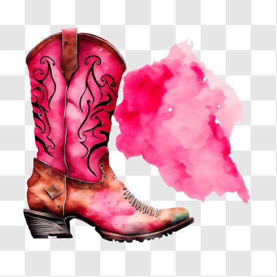 Download Stylish Pink Cowboy Boot with Watercolor and Rhinestone ...
