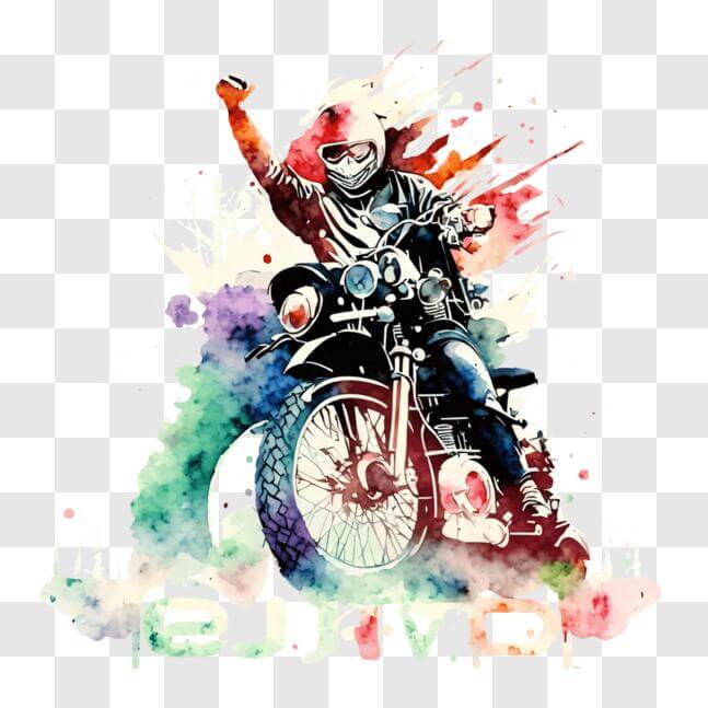 Download Motorcycle Rider on Abstract Watercolor Background PNGs Online ...