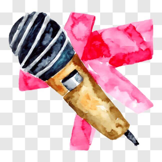 Download Watercolor Painting of Microphone PNGs Online - Creative Fabrica