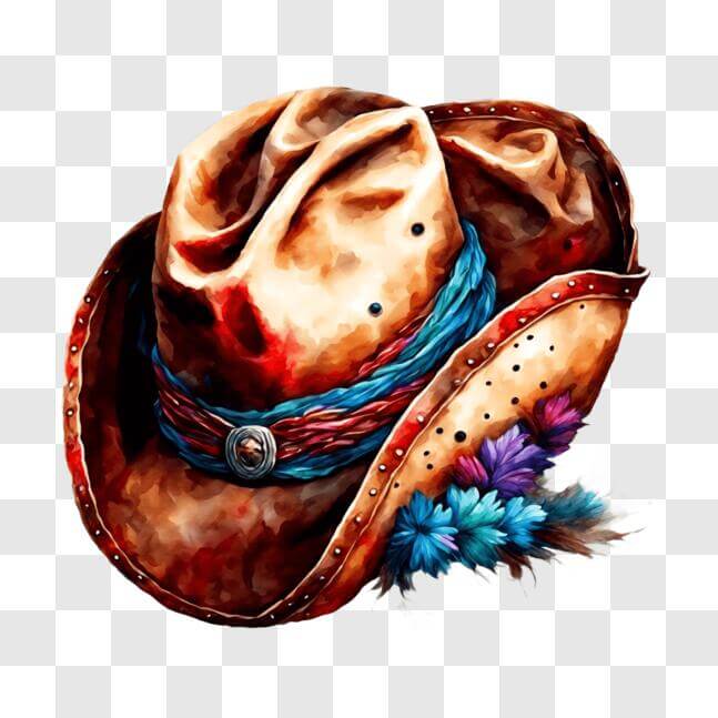 Download Western-themed Cowboy Hat with Colorful Flowers and Ribbons ...