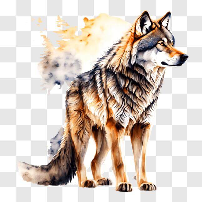 Download Gray Wolf in front of Scottish Flag - Watercolor Painting PNGs ...