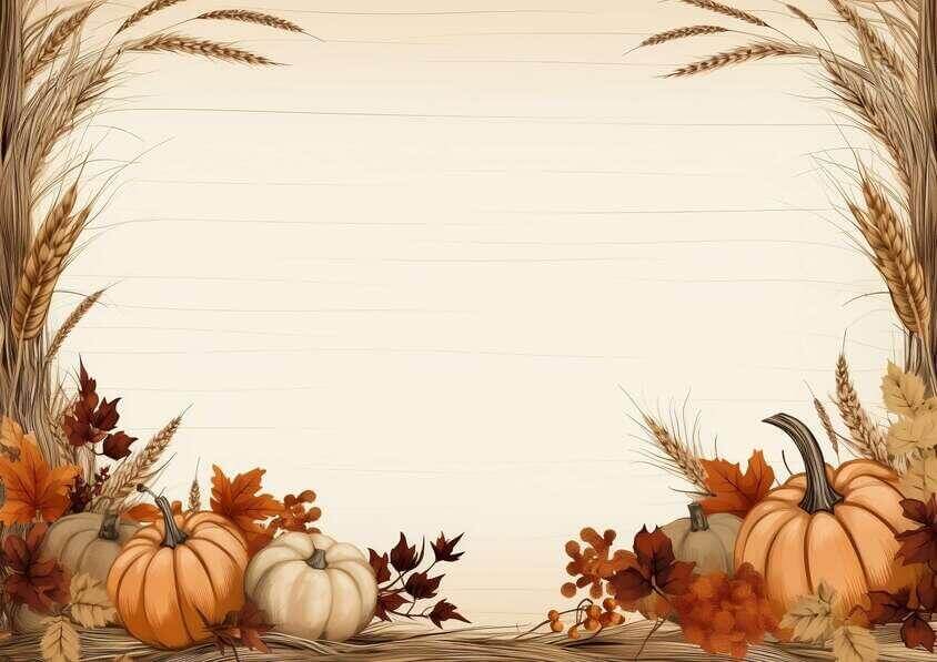 Download Fall-Themed Wooden Frame with Pumpkins and Autumn Leaves ...
