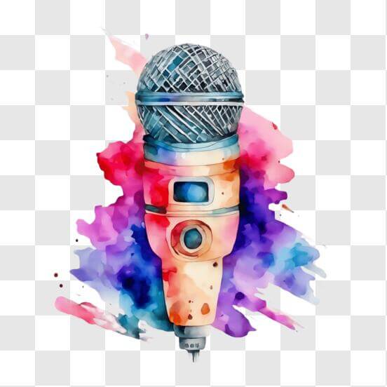 Download Old-Fashioned Microphone Watercolor Painting on Black ...