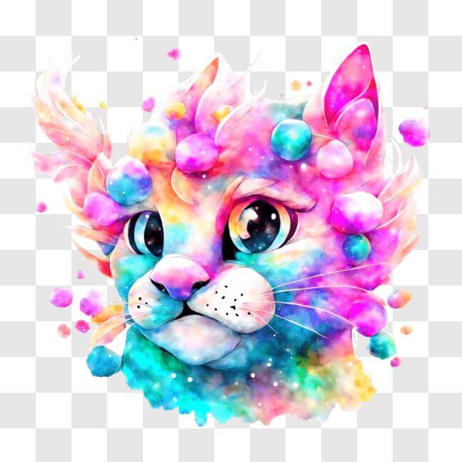 Download Colorful Cat with Bubbles - Wall Art, Posters, Greeting Cards ...