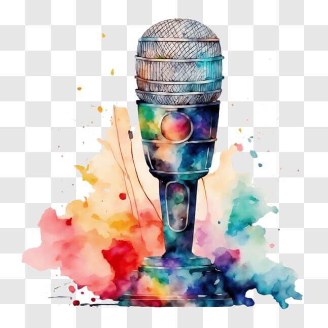 Download Artistic Microphone with Watercolor Design PNGs Online ...