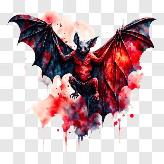 Download Dark and Mysterious Bat with Red Paint Splatters PNGs Online ...