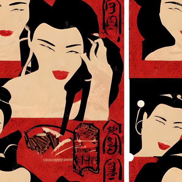 Download Asian-inspired Art Portrait with Different Facial Expressions ...