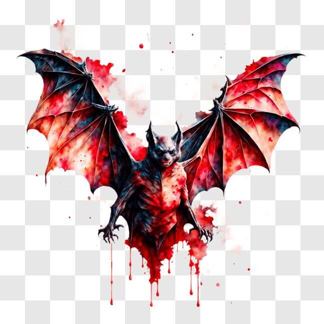 Download Bat with Red Blood Splatters on Wings and Body PNGs Online ...