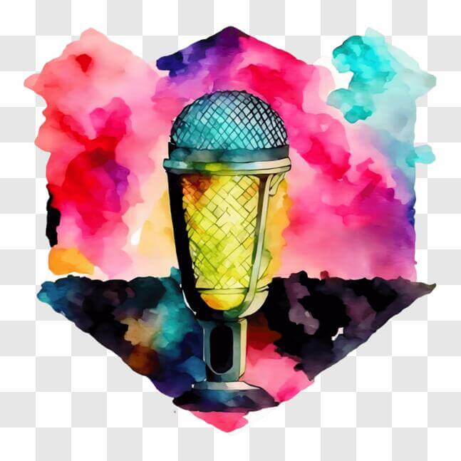 Download Abstract Microphone on Colorful Watercolor Background PNGs ...