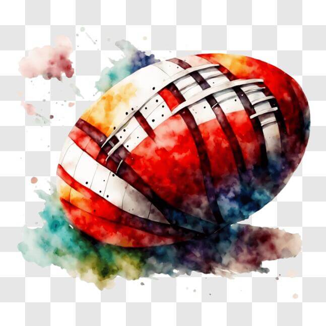 Download Colorful Rugby Ball with Watercolor Splashes PNGs Online ...