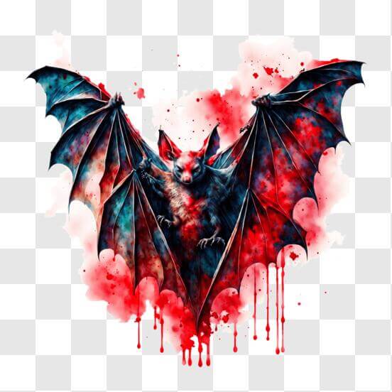 Download Bat with red blood splatters on wings and body PNGs Online ...