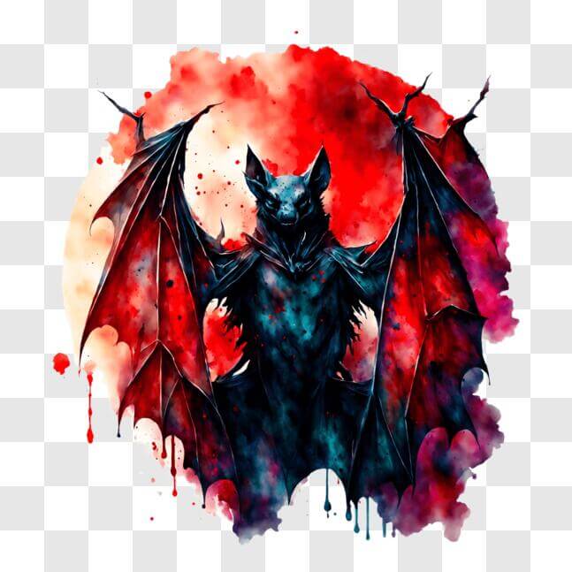 Download Black Bat with Red Paint Splashes on Wings PNGs Online ...