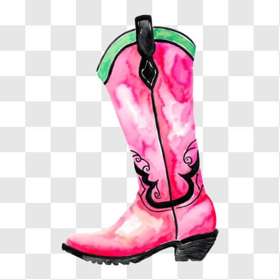 Download Stylish Pink Cowboy Boot with Watercolor and Rhinestone ...
