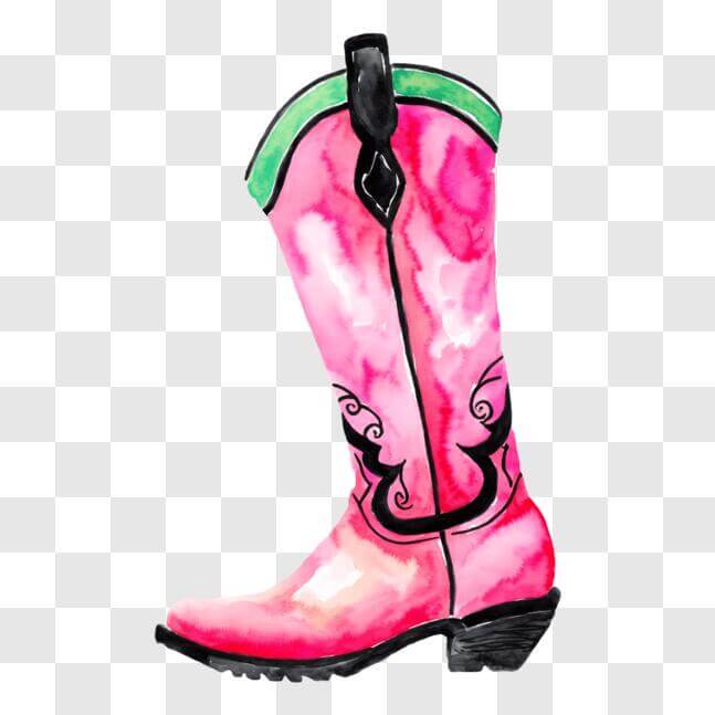 Descarga Bota Vaquera Rosa con Detalles Verdes PNGs En Línea - Creative ...