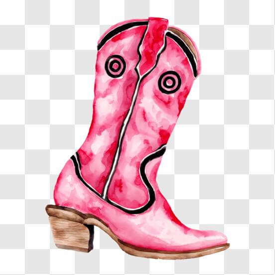 Download Stylish Pink Cowboy Boot with Watercolor and Rhinestone ...