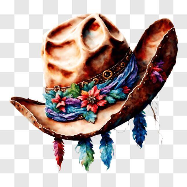 Download Colorful Cowboy Hat with Feathers - Western-themed Accessory ...