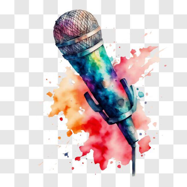 Download Colorful Microphone with Paint Splashes PNGs Online - Creative ...
