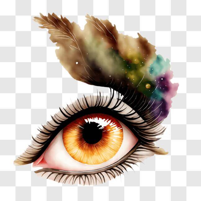 Download Abstract Eye Art with Colorful Design and Feathers PNGs Online ...
