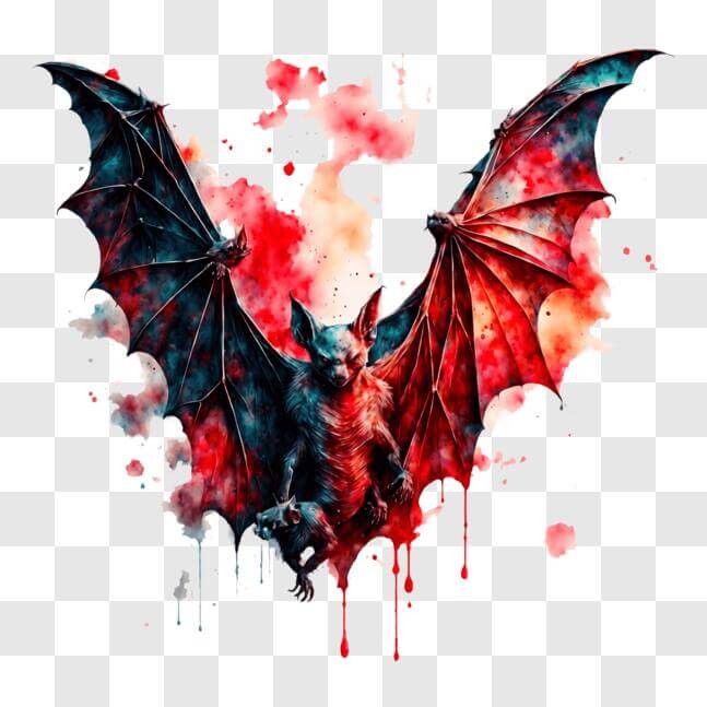 Download Colorful Bat in Flight with Paint Splatters on Wings PNGs ...