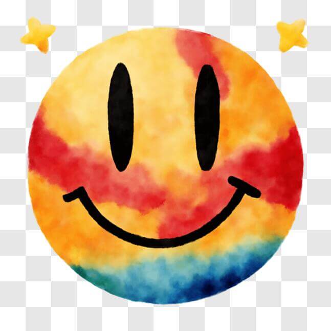 Download Colorful Smiley Face with Stars Background Image PNGs Online ...